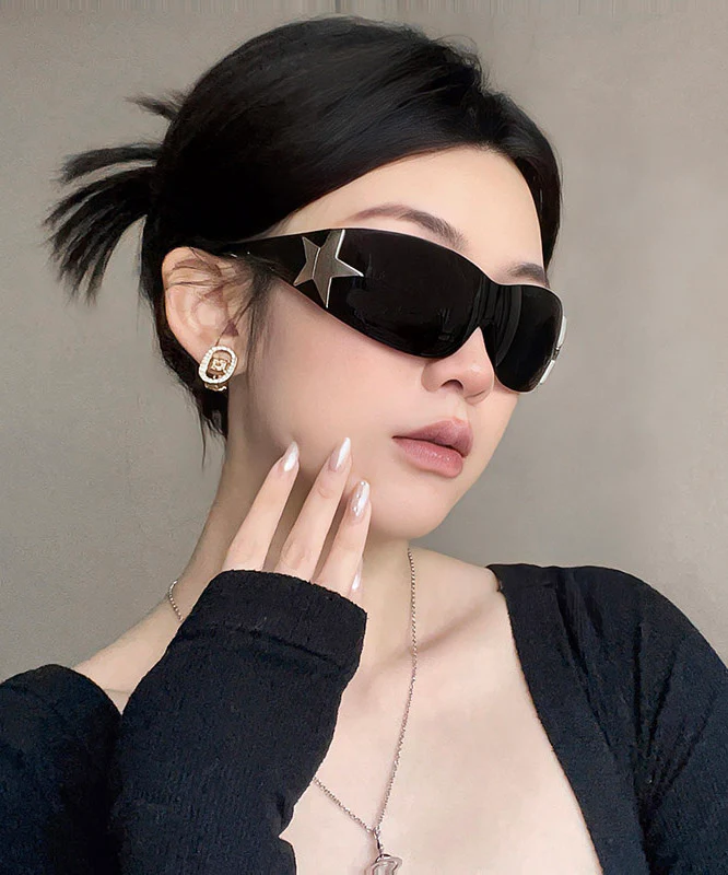Art Black Resin Pentagram Patchwor UV Protection Sunglasses