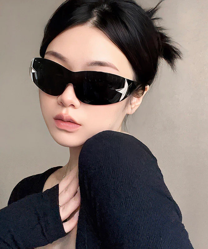 Art Black Resin Pentagram Patchwor UV Protection Sunglasses